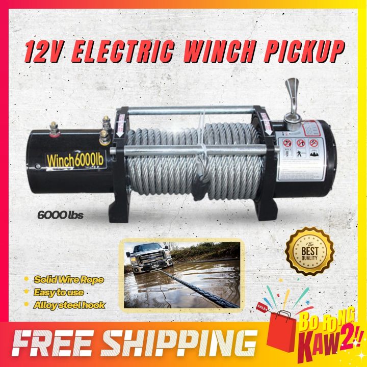 6000lbs 12V Load Capacity Electric Winch Lifting Pickup Offroad Car ATV ...