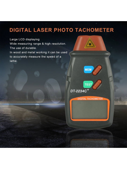 Digital Laser Tachometer Non-contact Engine Speed Gauge RPM Motor ...