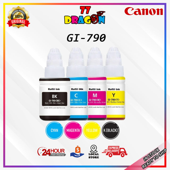 CANON ORIGINAL GI-790 REFILL INK 4C G-SERIES CYMK SET For G1000,G2000 ...