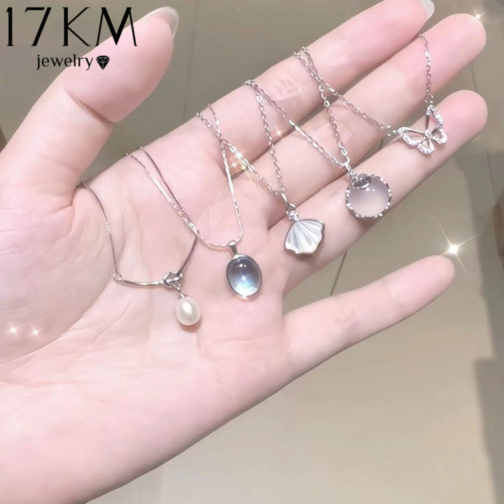สร้อยคอเปลือกหอยมุกแบบเรียบง่าย17KM สำหรับผู้หญิงเครื่องประดับจี้ ...