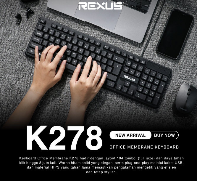 ITACC Rexus Keyboard Office Membrane K278 K-278 K 278 Usb | Lazada Indonesia