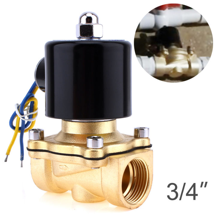 3/4 Inch Solenoid Valve DC 12V 24V AC110V 220V Check Valve Brass Normally Closed Electric Valve ...