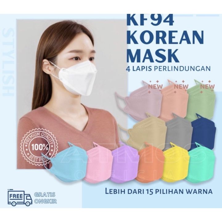 Masker KF94 Korea 4 ply impor isi 10 pcs High Quality Masker KF94 Korea Banyak Warna Masker ...