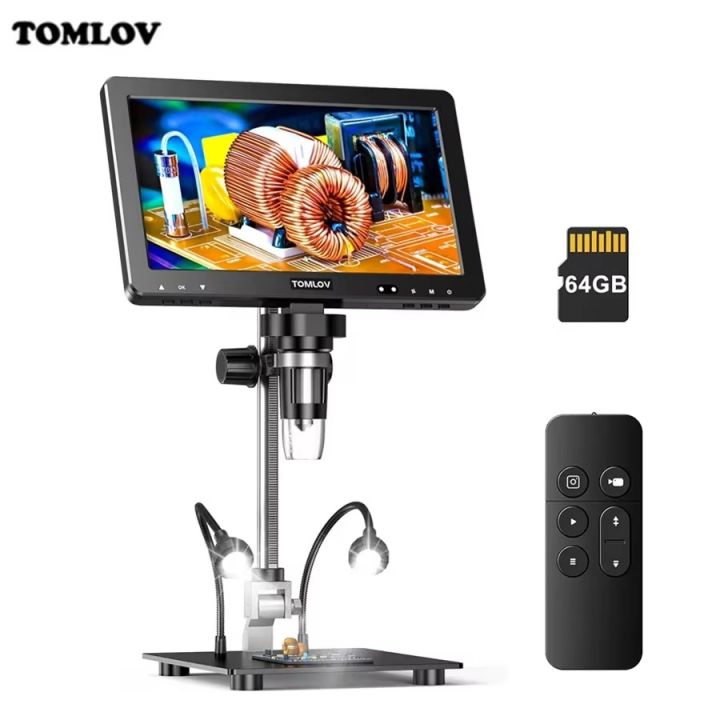 TOMLOV DM9 Max 10.1" HD IPS HDMI Digital Microscope 1500X 20MP Coin ...