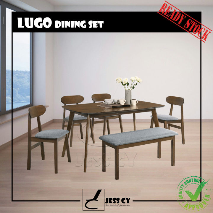 LUGO Dining Set / Stronger Leg / Solid Rubber Wood / Modern / 4 Seater ...