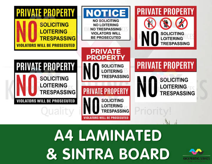 SOLICITING LOITERING TRESPASSING signages | Lazada PH