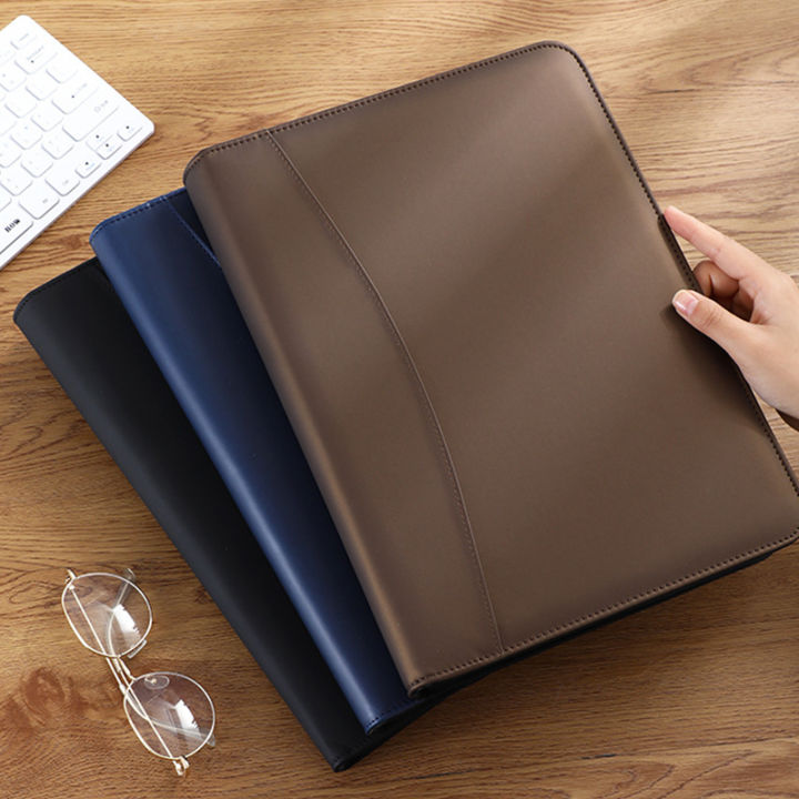 GlamourGetaway Multifunctional A4 A5 PU Leather Portfolio For Document Organizer Zippered Bag ...