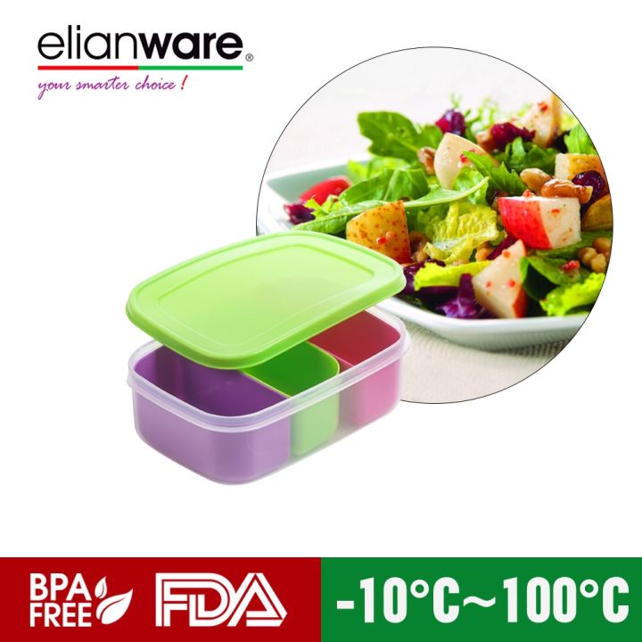 Elianware Microwavable Food Storage Container (850ml) [Free 3 Removable ...
