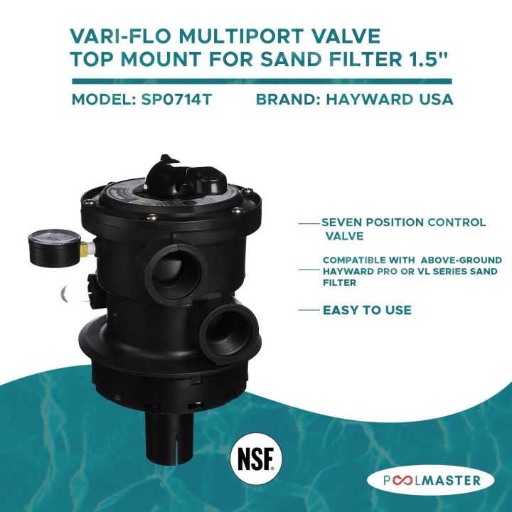 Hayward SP0714T Sand Filter Variflo Top Mount 1.5" Multiport Valve ...