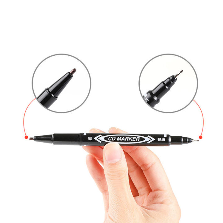 10ชิ้น/กล่อง Double Head ปากกามาร์คเกอร์คงทนผิวมันเครื่องหมายที่ใช้ ...