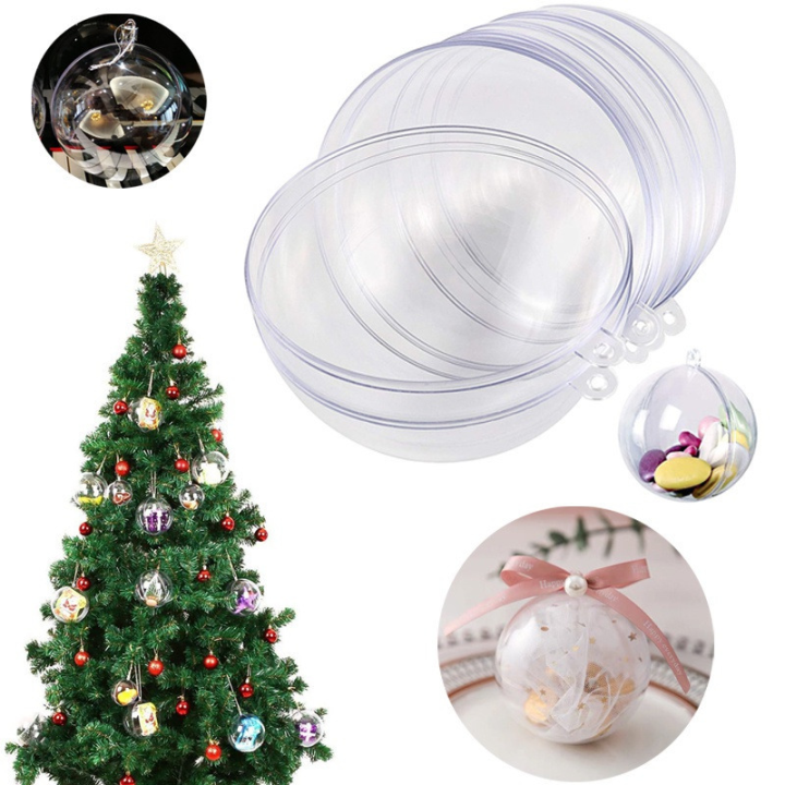 5 6 8 10cm Transparent Ball Open Plastic Clear Bauble Ornament Christmas Party Hanging Pendant Gift Package Supplies 5Cm To 10Cm Diameter Bauble Lazada Lazada PH