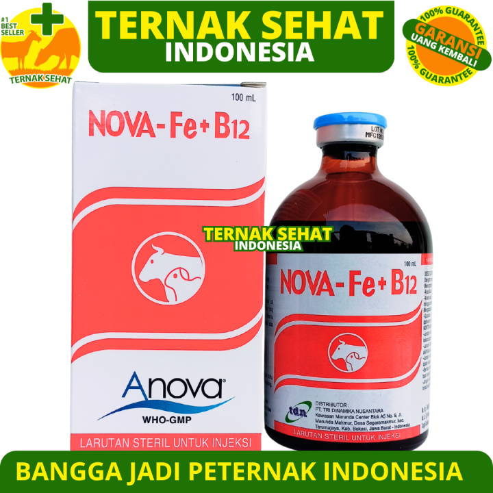NOVA Fe B12 100ML - Vitamin B12 dan Zat besi untuk hewan Sapi Babi ...