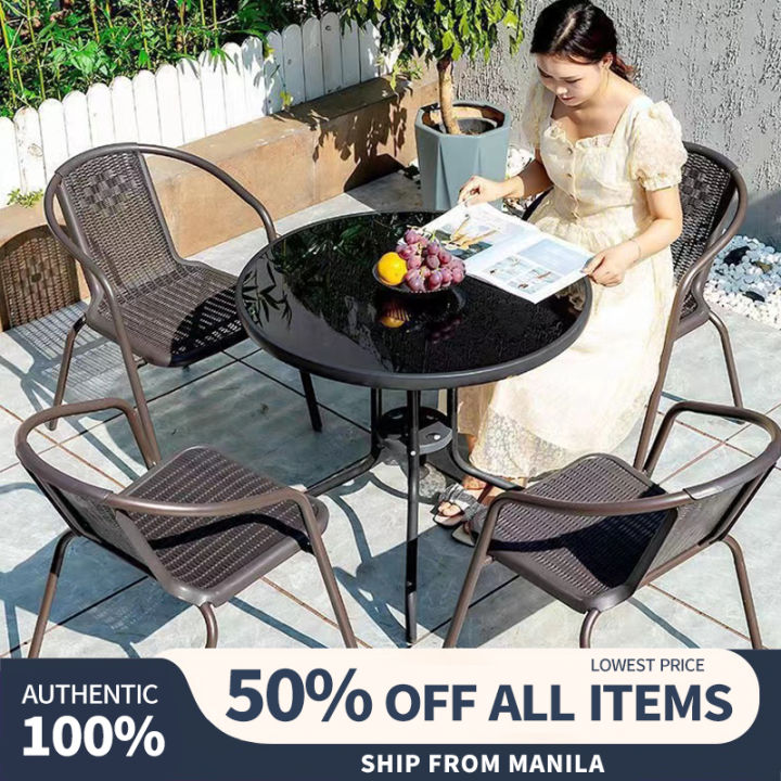 Outdoor Table and Chairs 5 Piece Modern Patio Waterproof Garden Open ...