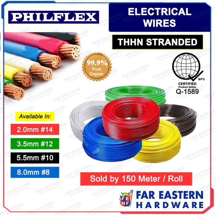 Electrical Wires THHN Stranded Cable #14 | #12 | #10 | #8 SOLD BY 150m/Roll PHILFLEX | POWERFLEX ...