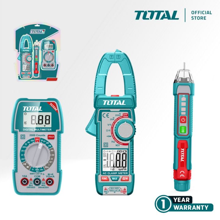 TOTAL Electrical Test Kit with Digital AC Clamp Meter, AC Voltage ...