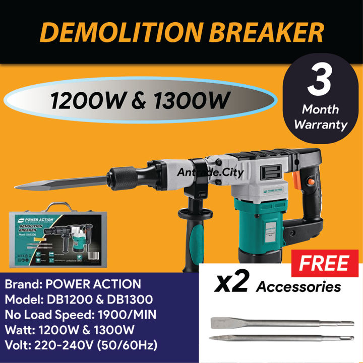 Demolition Breaker Hammer 1200W & 1300W 220V Electric Concrete Breaker ...