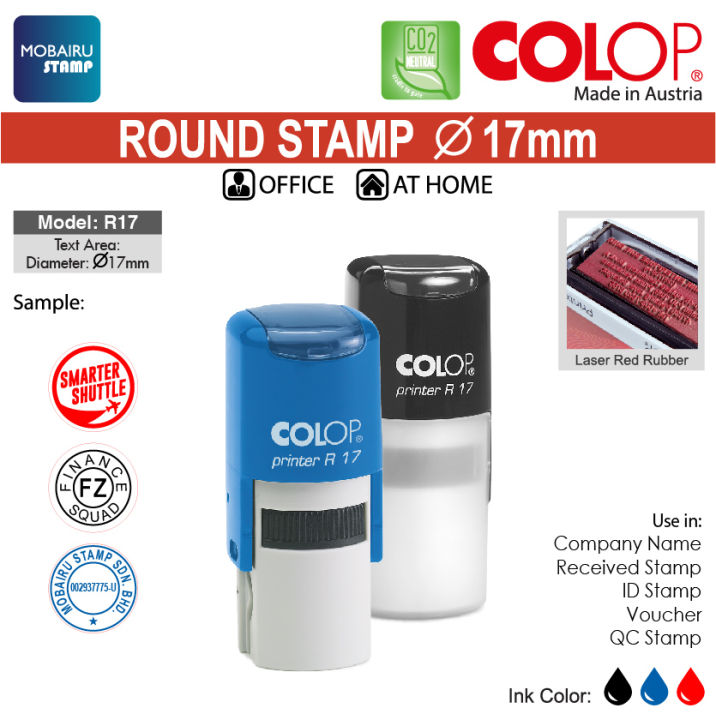COLOP Round R17 Rubber Stamps Customized Text - Self Inking Printer [Office, Schools, Hospital ...