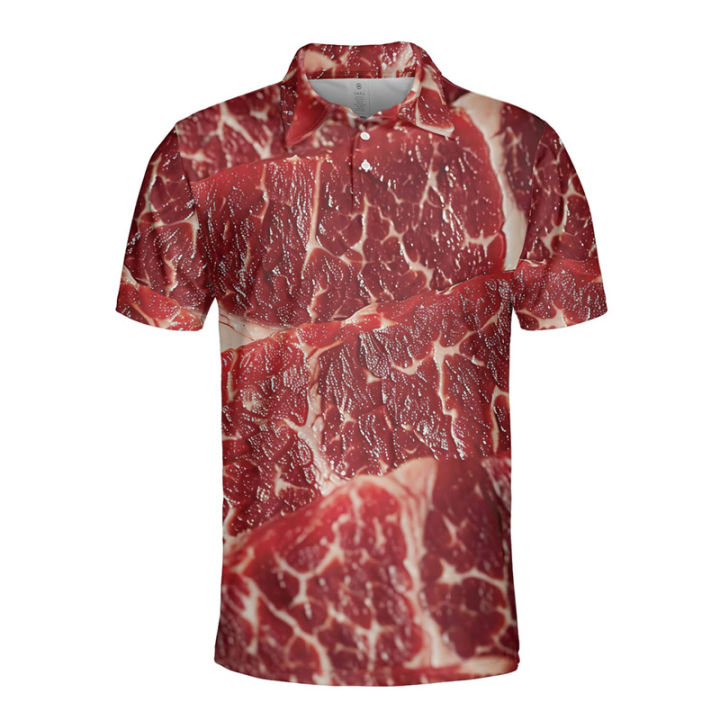 Delicious Food Graphic Short Sleeve Polo Shirts For Men Clothes Chicken ...