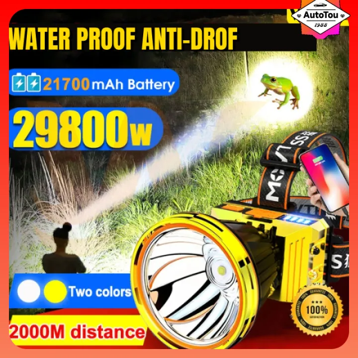 Light up 2000M Headlamp Flashlight Yellow White Led Headlamp Usb ...
