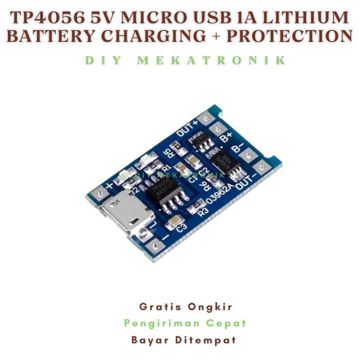 TP4056 5V MICRO USB 1A LITHIUM BATTERY CHARGING + PROTECTION MODULE | Lazada Indonesia