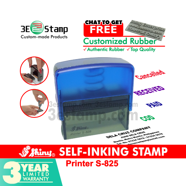 【3E Stamp】 Shiny 825 / S825 / S-825 Self inking Stamp for Personalized ...