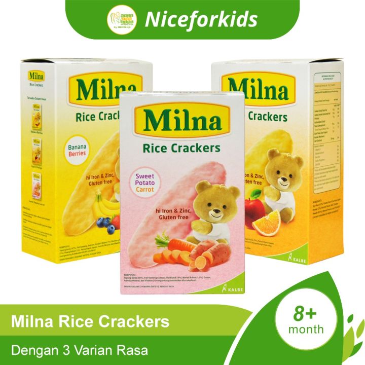 Milna Rice Crackers 20 gr Camilan Bayi Snack Beras Cracker | Lazada ...