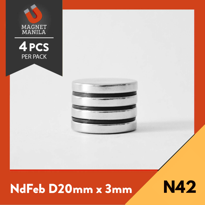 4 pcs Neodymium D20mm x 3mm N42 Strong Rare Earth NdFeb Magnets N42 ...