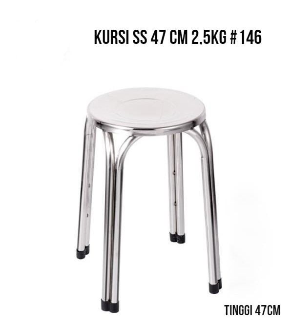 Kursi Stainless Steel Premium Tebal Tinggi 47cm untuk Kafe Depot Rumah ...