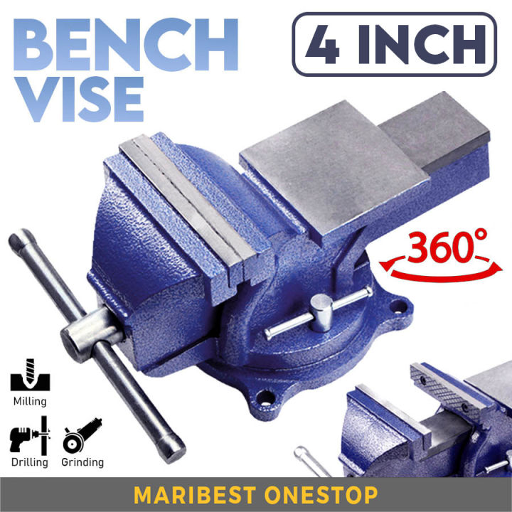 4" Swivel Base Bench Vise Clamp Heavy Duty Ragum Clamp Work Bench Table ...