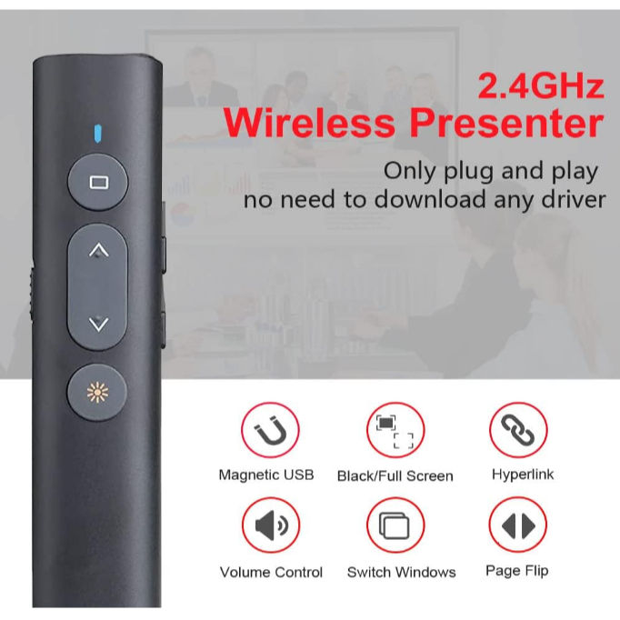 Laser Pointer Presentation 2.4G Wireless PowerPoint Clicker Remote ...