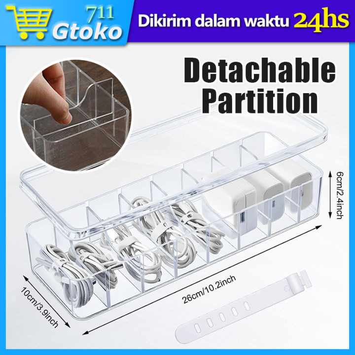 Kotak Penyimpanan Kabel Data Charger Storage Box Akrilik Transparan ...