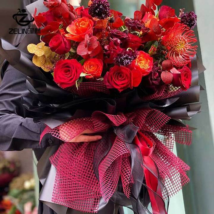 Zelin flower packaging materials new floral Fang Gege net bouquet ...