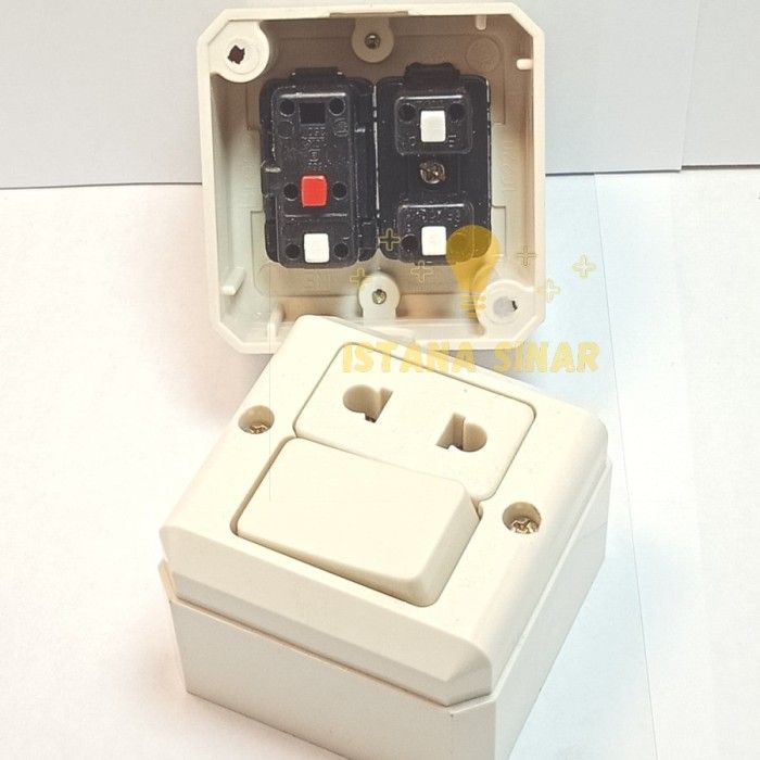 SAKLAR TUNGGAL + COLOKAN TEMPEL / SAKLAR ENGKEL STOP OB - BROCO 15211 ...