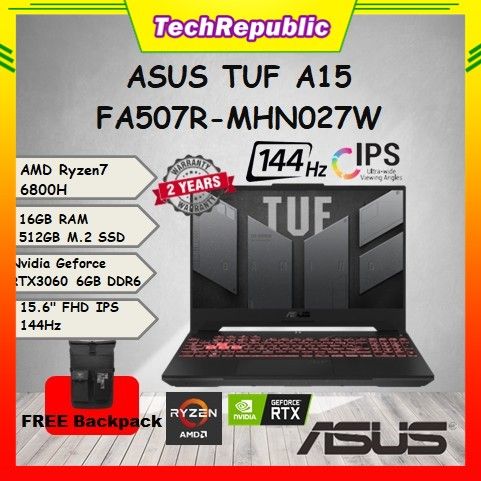 ASUS TUF Gaming A15 FA507R-MHN027W 15.6" IPS FHD 144Hz Gaming Laptop ...