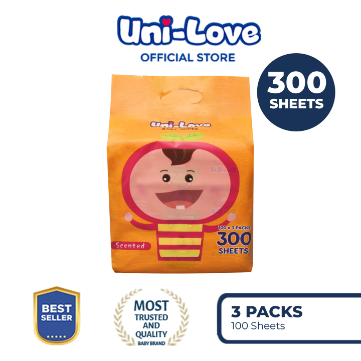 UniLove Powder Scent Baby Wipes 300's (Special Package) Pack of 1 ...