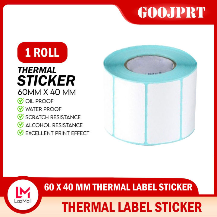 GOOJPRT 1 ROLL 60mm x 40mm Thermal Sticker Paper for Thermal Printer ...