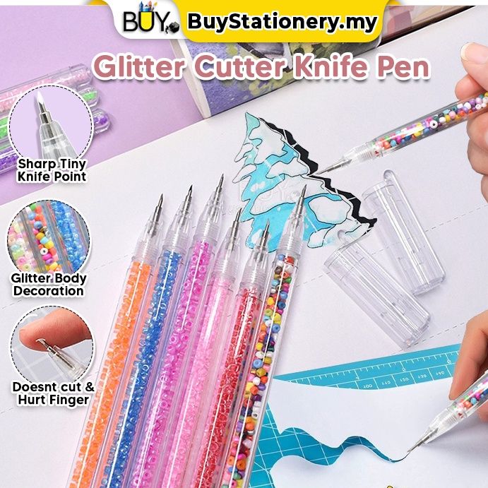 Korean Style Glitter Pen Knife Paper Sticker Cutter Blade Engraving ...