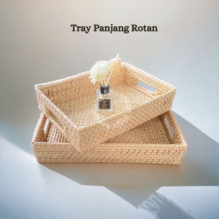 Tray Panjang Rotan / Baki Rotan / Nampan Anyaman Rotan / Nampan Saji ...