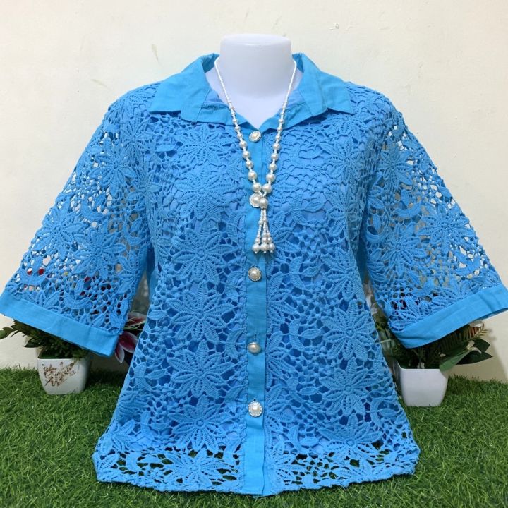 เสื้อลูกไม้กระดุมไซส์ใหญ่คนอวบ เสื้อลูกไม้กระดุมผ้าลินิน รอบอก38-42/44 ...