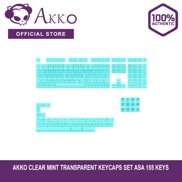 AKKO Clear Mint Transparent Keycaps Set ASA 155 Keys | Lazada PH