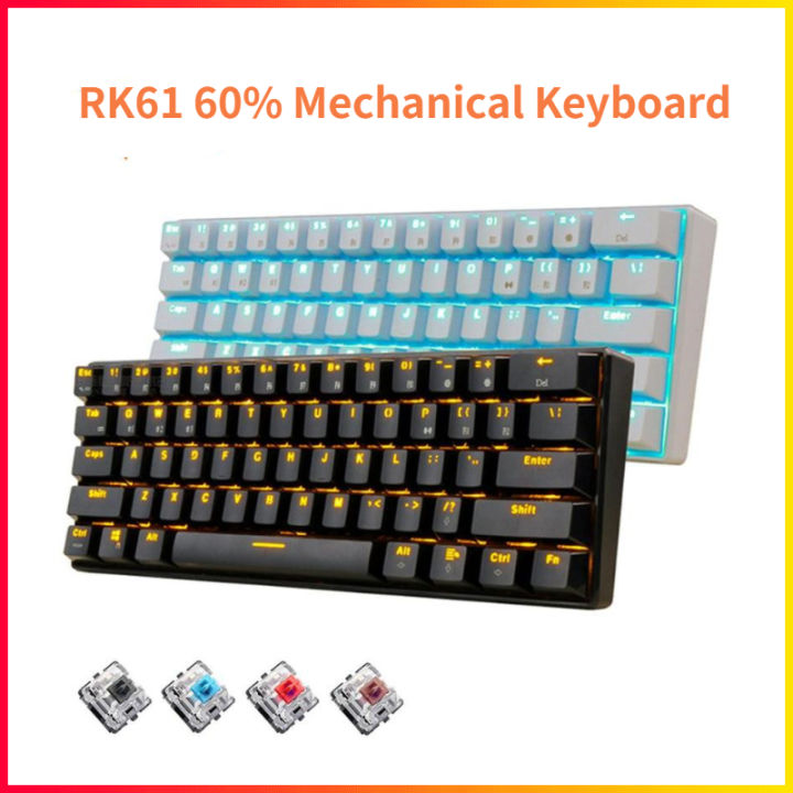 New 61 Keys RK61 Bluetooth Wireless White LED Backlit Ergonomic ...