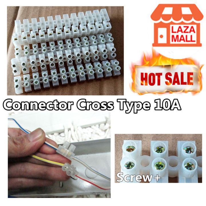 【screw TRANSPARENT 12Pcs】10A Connector wayar Pvc Terminal Block ...