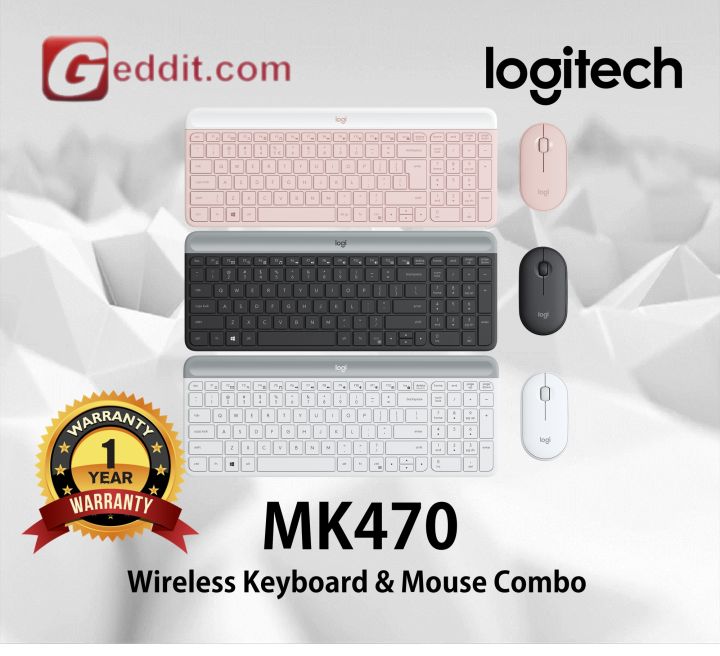 LOGITECH MK470 SLIM COMPACT & QUIET WIRELESS KEYBOARD AND MOUSE ...