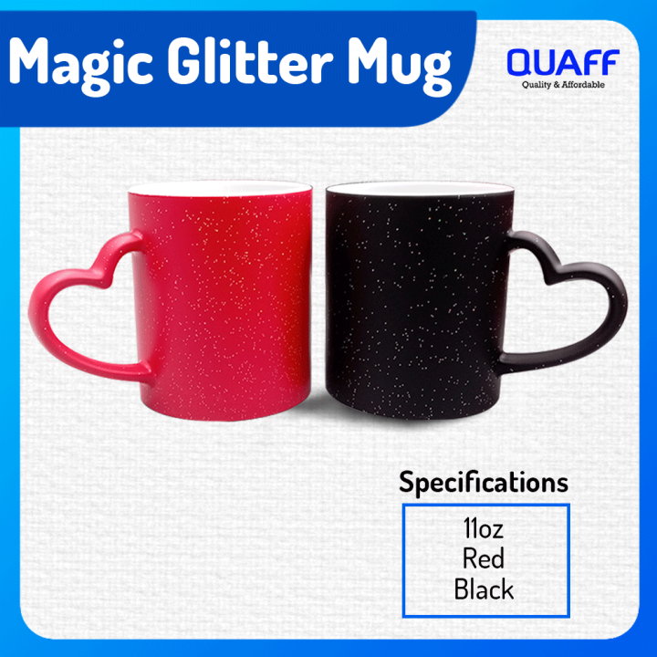 QUAFF Sublimation Coated Glitter Magic Mug with Heart Handle 11oz ... QUAFF Sublimation Coated Glitter Magic Mug with Heart Handle 11oz ...