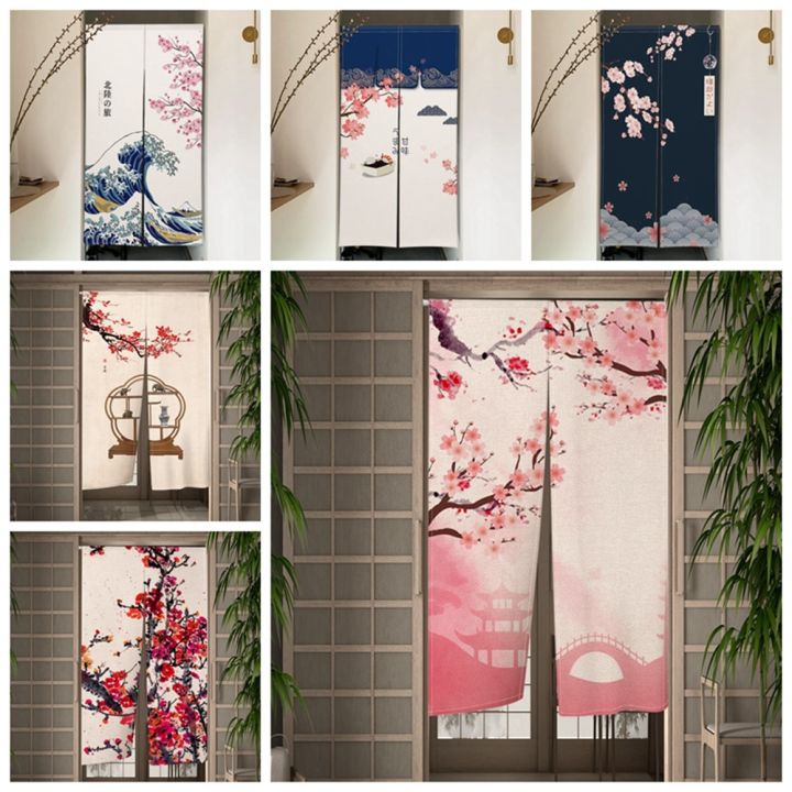 Fashion 2023 Tirai Door Japanese Sakura Flower Partition Print Door ...