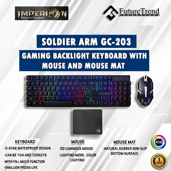 Imperion SOLDIER ARM GC-203 Gaming Backlight Keyboard With Mouse And ...