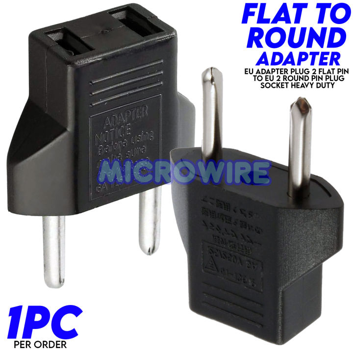 EU Adapter Plug 2 Flat Pin To EU 2 Round Pin Plug Socket Power Charger ...