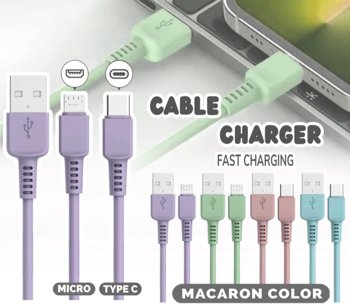 Kabel Data Charger Macaron Micro USB & Type C / Cable Transmission ...