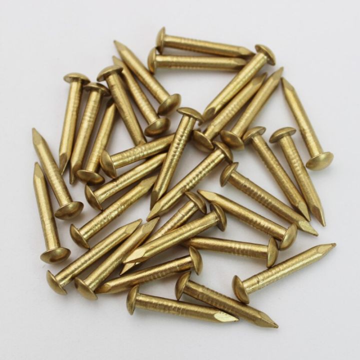 100pcs SOLID BRASS PANEL PINS NAIL TACK Pure Copper Nails Round Head ...