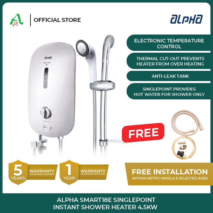APT Alpha SMART18E Singlepoint Instant Shower Heater 4.5kw | Lazada PH